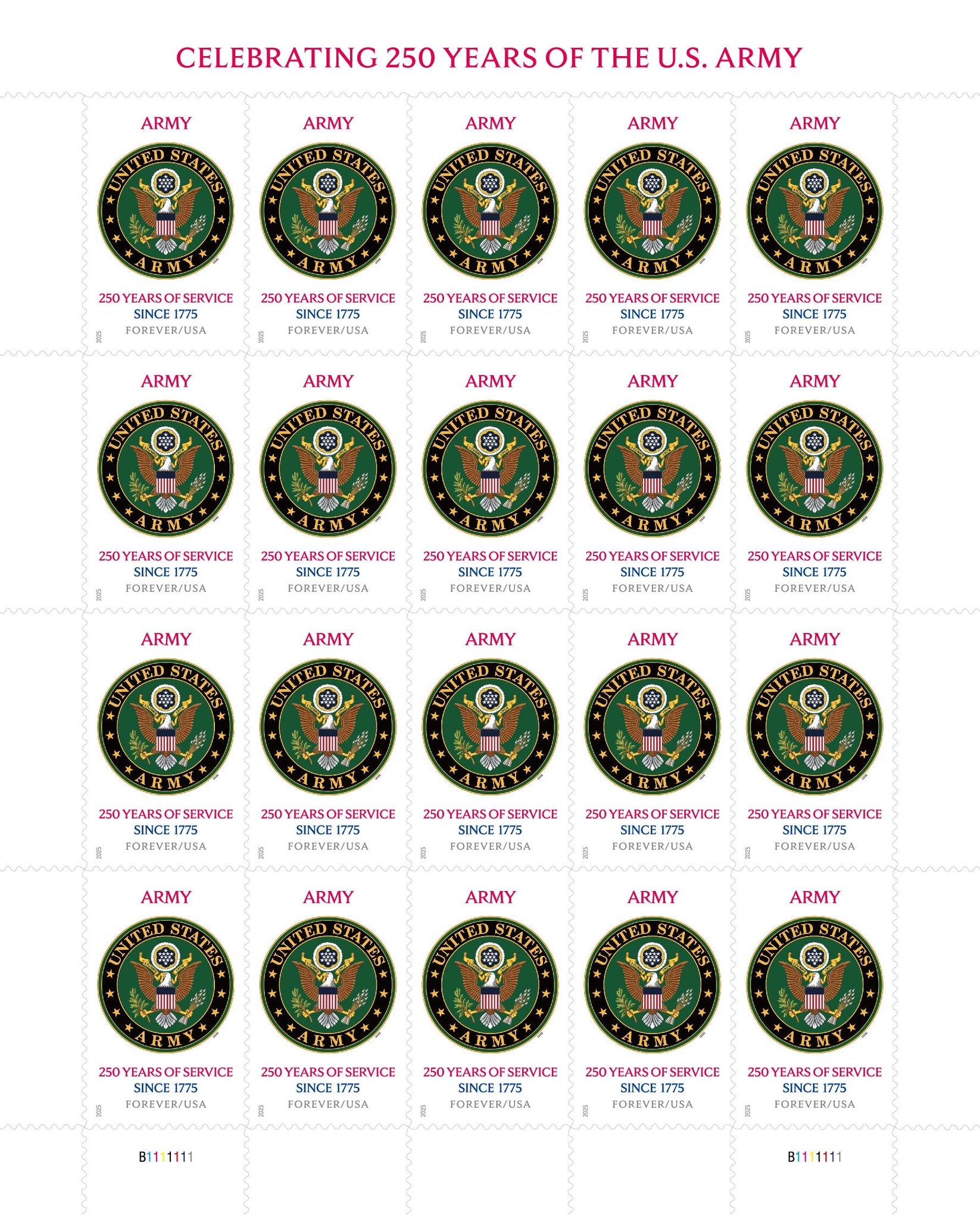 U.S. Army 250th First-Class Mail Forever Postage Stamps – Mailboxes of ...